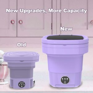 Portable Washing Machine, 11L Foldable Small Washer with Dryer for Baby Clothes, Collapsible Mini Washing Machine with Laundry for Underwears, Baby Clothes, Socks, Pet Garments, Small Items, Purple