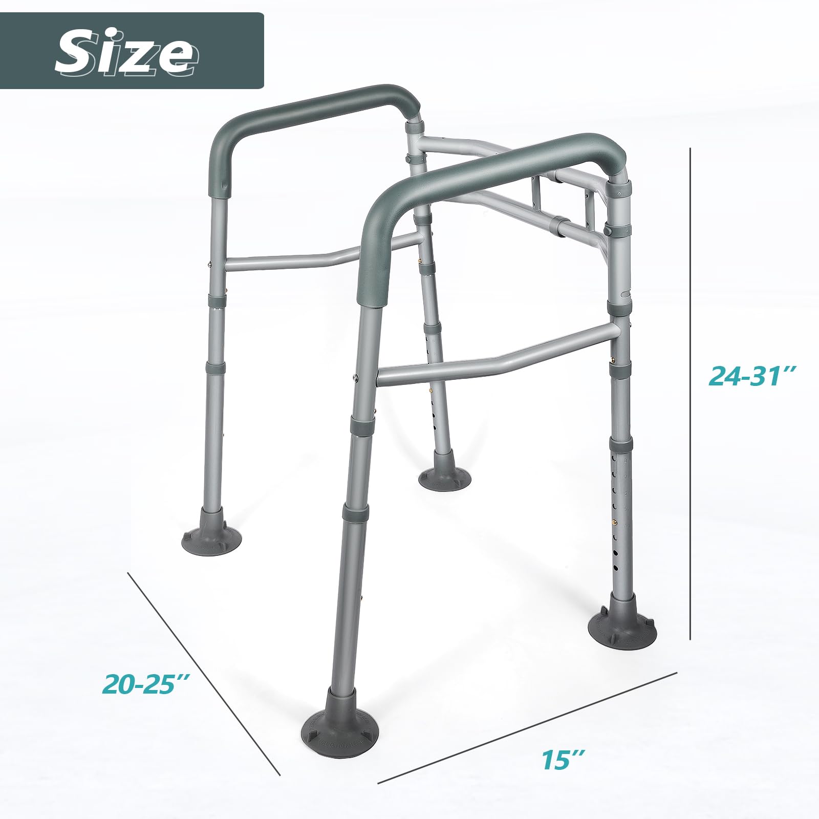 Toilet Safety Rails - FSA/HSA Eligible Heavy-Duty Adjustable Support Rails for Seniors and Disabled - Fits Any Toilet, Easy Installation, Foldable Design (300 LB)