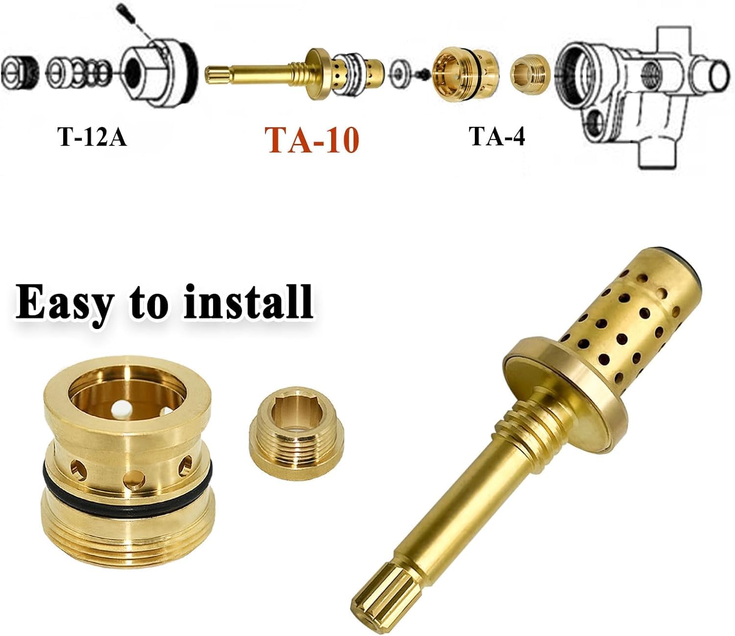 Alsoyixia TA-10 Flow Control Spindle and TA-4 Hot and Cold Seat, for Temptrol Shower Valves