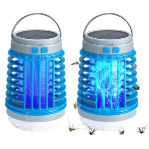 zap guardian bug zapper, buzzbug mosquito killer multifunctional outdoor equipment with solar & usb charging, portable and rechargeable, suitable for home, camping (2pcs-blue)