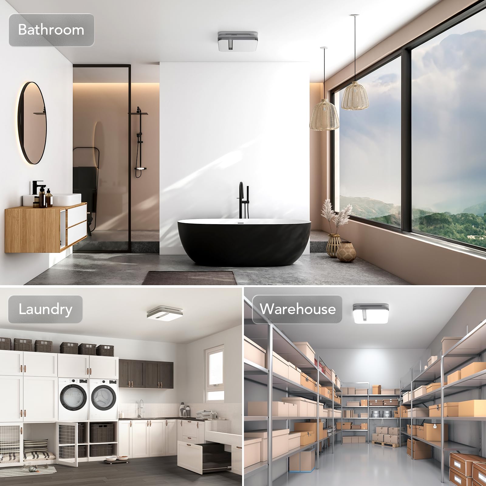 OREiN Bathroom Exhaust Fan with Light, 30W Exhaust Fan with Humidity Sensor, 80/110 CFM 0.8/1.0 Sone Bathroom Vent Fan with Light for Home, 1500lm LED Light 3000K/4000K/5000K Selectable & Nightlight