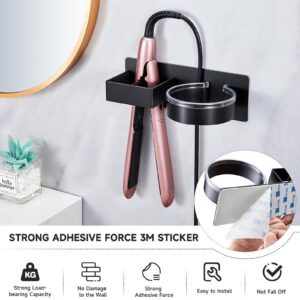 Hair Dryer Holder Blow Dryer Holder Wall Mounted, Adhesive Hair Straightener Holder, Hair Tool Organizer for Curling Iron Holder, Stainless Steel Hairdryer Holder Storage Organizer for Bathroom