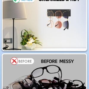 MaxGear Sunglasses Organizer 3 Pack, Wall Glasses Holder, Acrylic Sunglasses Display, Eyeglass Organizer for Multiple Glasses for Office & Home Decor, Unique Gifts for Husband, Women & Girls, Black