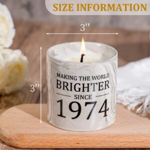 50th Birthday Gifts for Her, Women - Making The World Brighter Since 1974 - Funny 50th Bday Gifts Idea - 50th Birthday Decorations for Her, Him - 6oz Lavender Decor Ceramics Candle