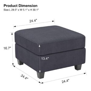 Belffin Corduroy Ottoman Modular Sectional Couch Module Parts Convertible Modern Sectional Sofa Couch, Dark Grey