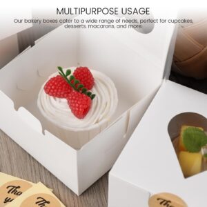 VGOODALL 20PCS Mini Bakery Boxes, 4"x 4"x 2.5" Small Treat Boxes with Window White Cookie Boxes for Cupcakes Pastry Strawberries Dessert