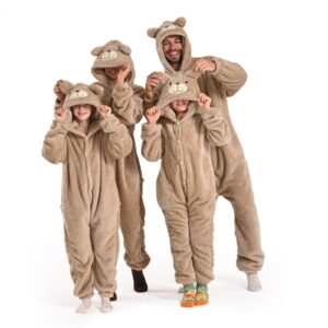 bearhug wearable blanket hoodie for adult soft cozy fleece bear costume animal onesies pajamas halloween christmas cosplay costume for parent m2