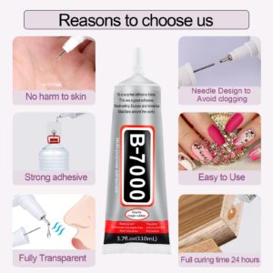 4 PCS 110ml B7000 Glue Clear with Precision Tip, Super Craft Glue, Clear Glue Rhinestones Glue for Craft, Jewelry Glue for Jewelry Making, Phone Repair, DIY Craft Makeup, Nail Art Glass