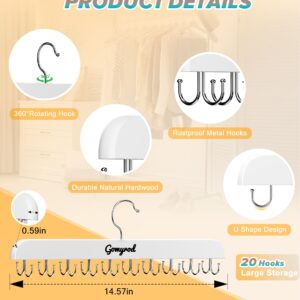 Bra Hanger for Closet, 2 Pack Tank Top Hanger w/20 Hooks Capacity Foldable Wood Space Saving Hangers, 360°Rotating Closet Organizers and Storage for Dorm & Apartment for Bra Scarf Ties(White)