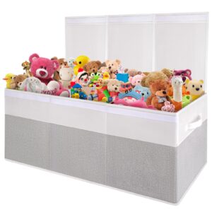 kids toy box, extra large toy chest for boy and girl, 118l toy storage organizer stuffed animals holder with removable divider and sturdy handle for nursery, bedroom, living room, 36"l x 12.6"w x 16"h