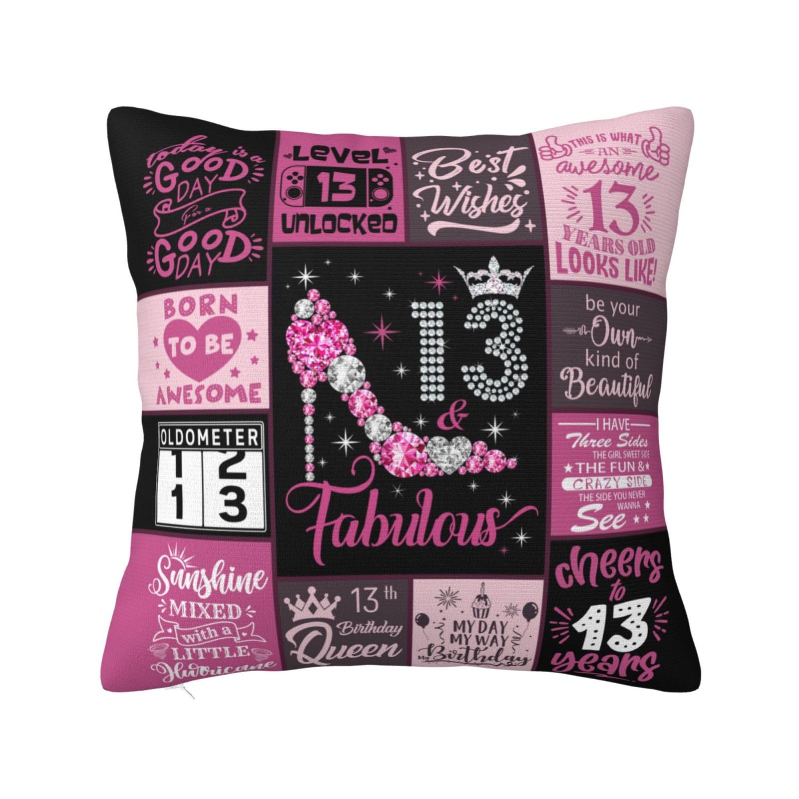 NANISKA 13th Birthday Gifts for Girls, Gifts for 13 Year Old Girl Pillow Covers 18” x 18", 13 Year Old Girl Gifts, 13th Birthday Decorations for Girls, 13 Year Old Girl Gift Ideas for Daughter Sister