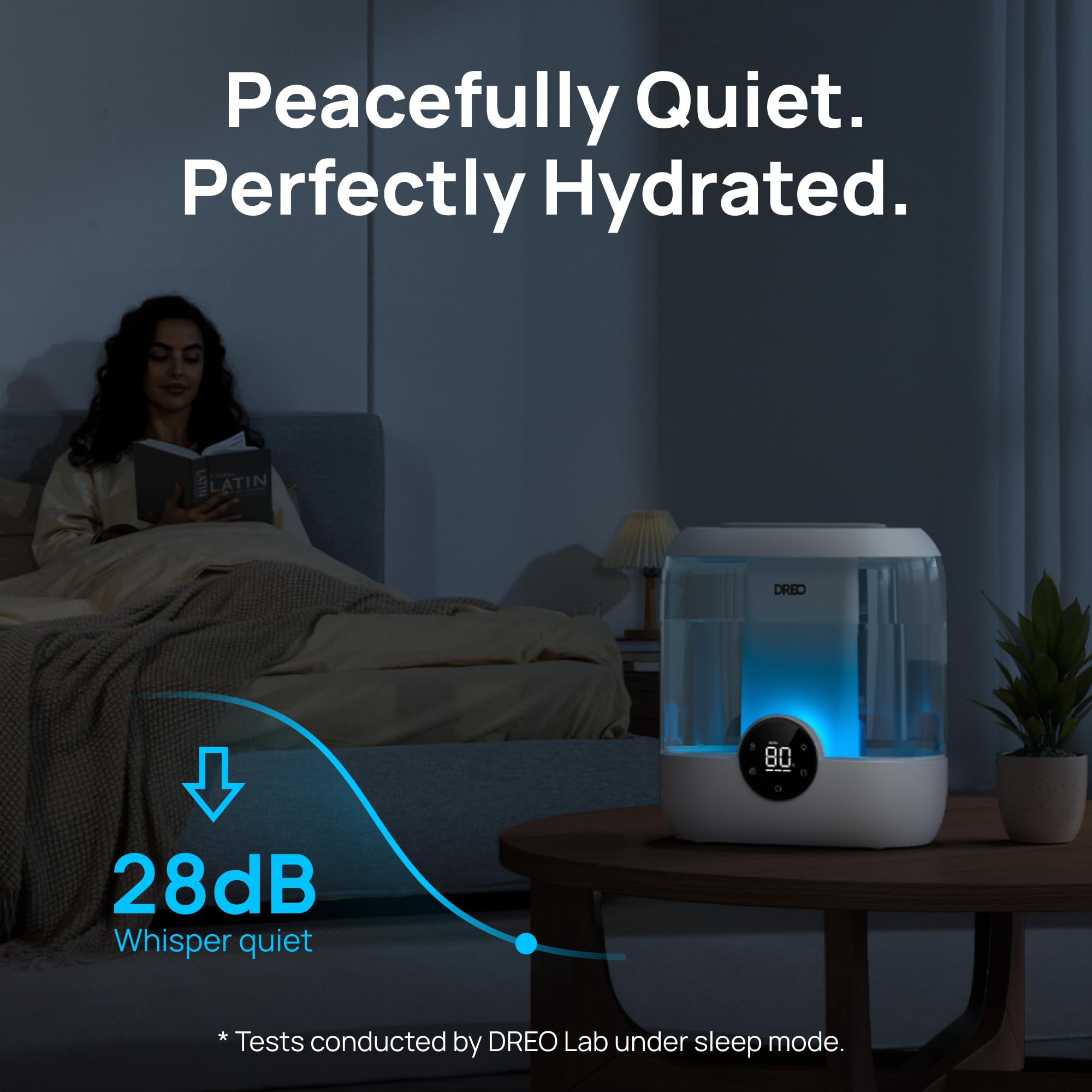 Dreo 6L Top Fill Humidifiers for Bedroom, 60H Runtime, 28 dB Quiet Supersized Cool Mist Humidifiers for Large Room, Air Humidifier for Home, Baby, Plant, Indoor, Night Light, Ultrasonic