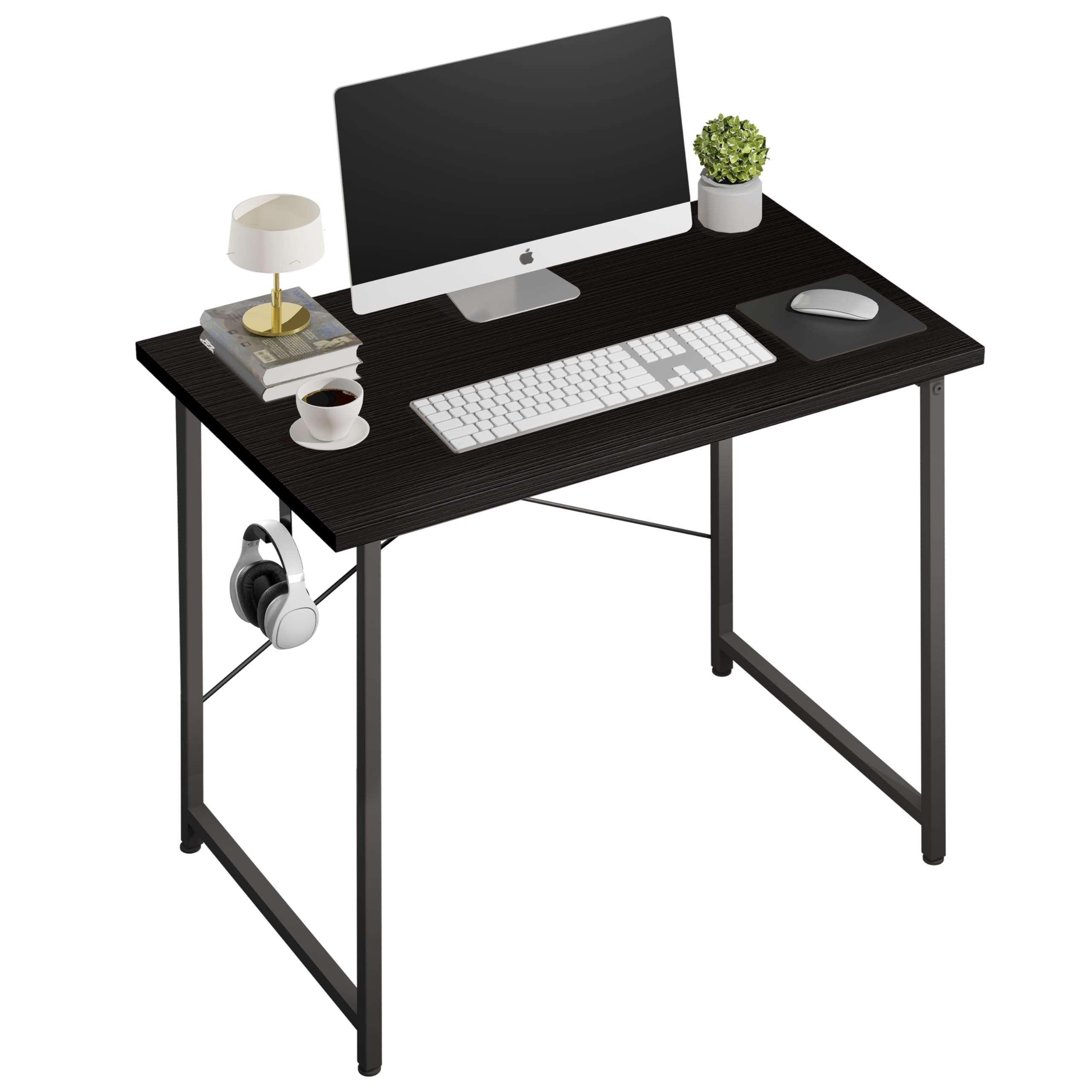 YSSOA Small Space Writing Desk with Headphone Hooks, Modern Simple Design, Suitable for Study, Home Office and Children's Room