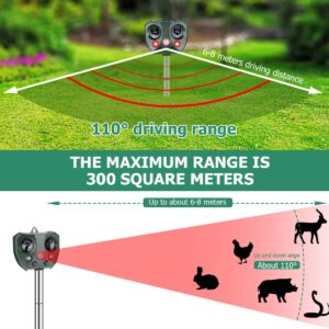 2024 Upgraded Ultrasonic Animal Repellent - Solar Animal Repeller with Motion Sensor & Strobe Light, Cat Repellent Outdoor Deer Repellent Devices for Rabbit Raccoon Squirrel Cat Skunk Dog Deer