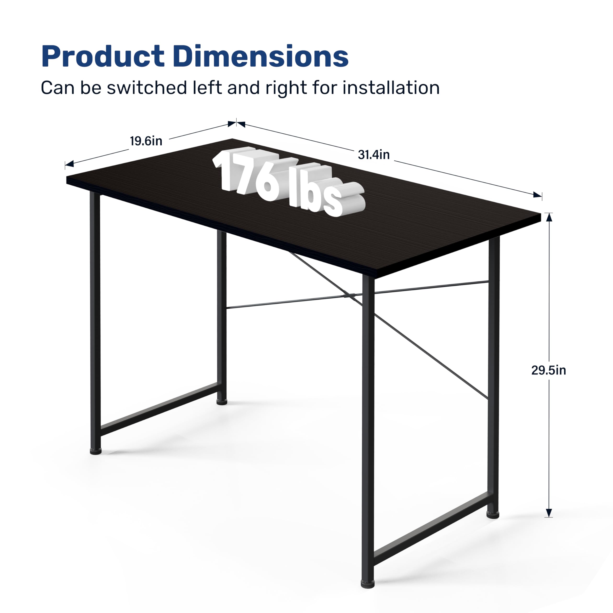 YSSOA Small Space Writing Desk with Headphone Hooks, Modern Simple Design, Suitable for Study, Home Office and Children's Room