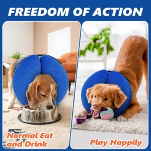 GoGoPaw Inflatable Dog Cone Collar After Surgery, Soft Dog Cone for Large Medium Small Dogs and Cats, Adjustable Blow up Neck Donut, Pet Recovery E Collar Alternative Not Block Vision(Blue,M)