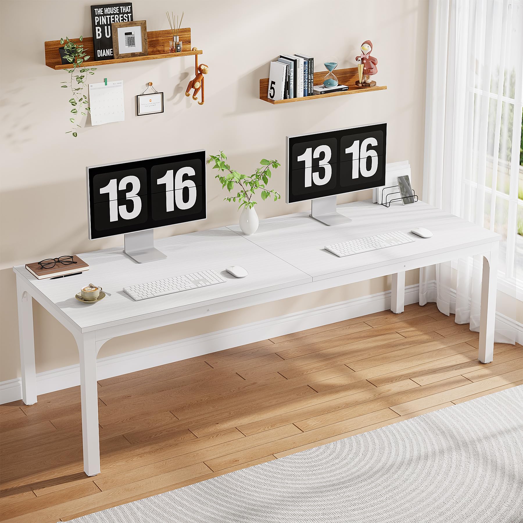 Tribesigns 2-Person Home Office Desk, 78.7" Extra Long Computer Desk, Double Workstation for Home Office, Work Desk for Two People (White)