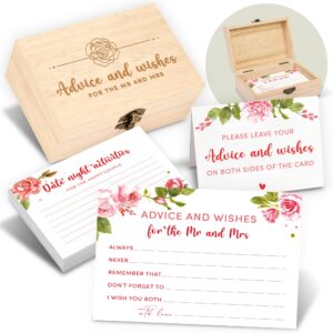 stofinity advice and wishes for the mr and mrs - wedding advice cards for bridal shower decorations, bridal shower advice cards for bride and groom, floral bridal shower games advice and wishes box