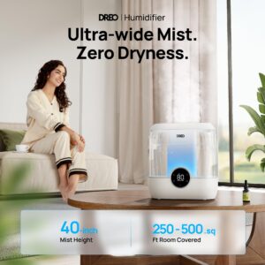 Dreo 6L Top Fill Humidifiers for Bedroom, 60H Runtime, 28 dB Quiet Supersized Cool Mist Humidifiers for Large Room, Air Humidifier for Home, Baby, Plant, Indoor, Night Light, Ultrasonic