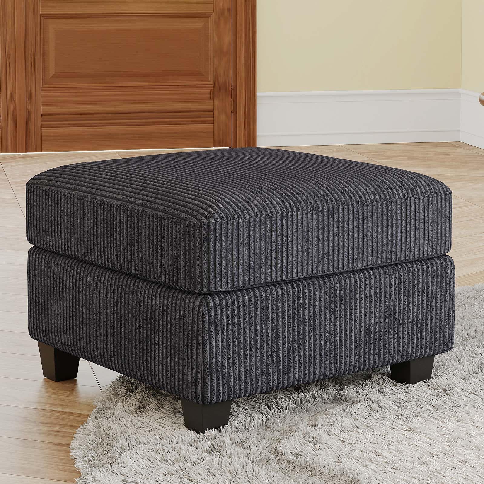 Belffin Corduroy Ottoman Modular Sectional Couch Module Parts Convertible Modern Sectional Sofa Couch, Dark Grey