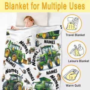 Personalized Trucks Blanket for Boys Girls Kids, Tractor Truck Flannel Throw Blanket Text Gifts Throw Soft & Warm Bed—All Season 30"x40" for Baby/Pets