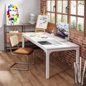 Tribesigns 2-Person Home Office Desk, 78.7" Extra Long Computer Desk, Double Workstation for Home Office, Work Desk for Two People (White)