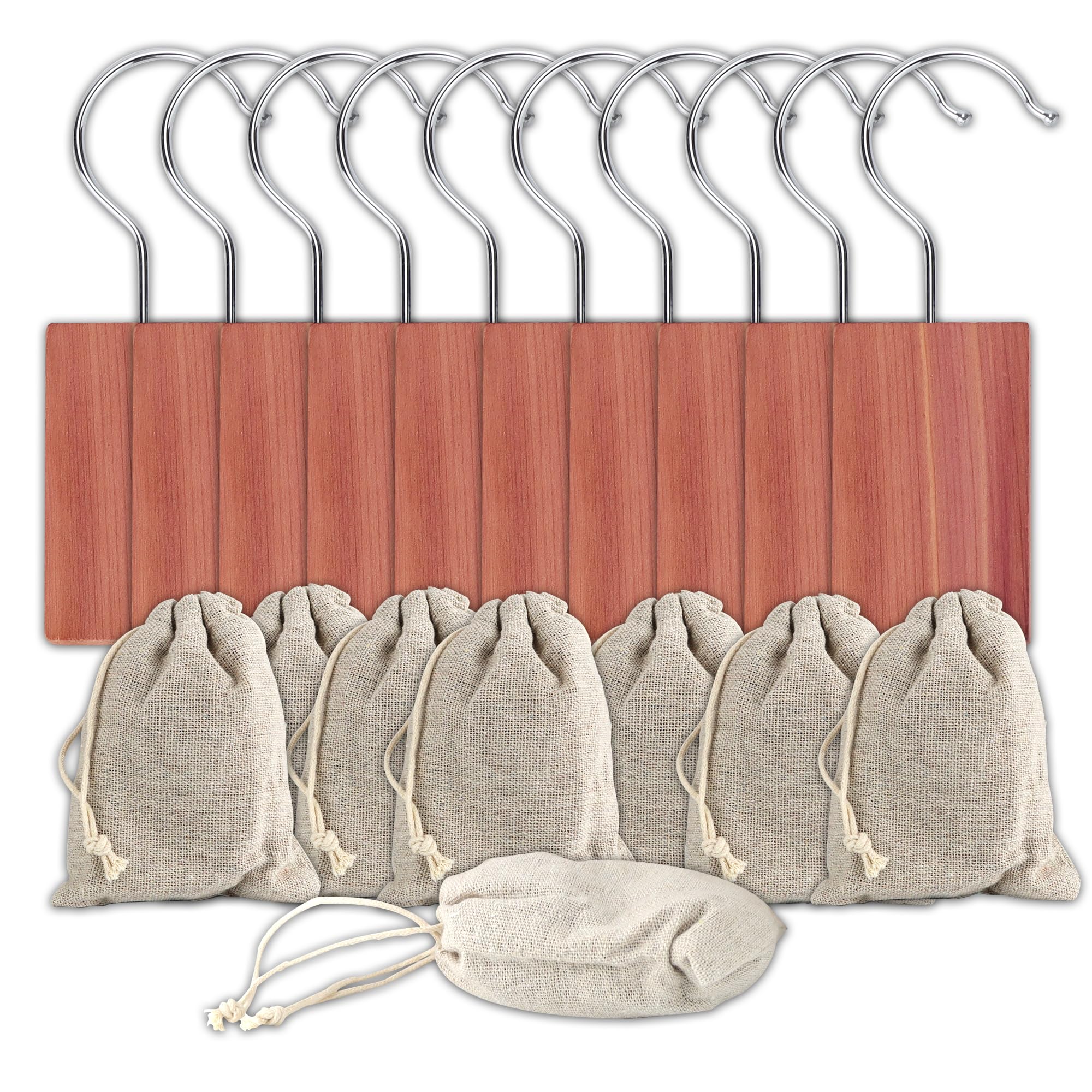 Cedar Hang Ups for Clothes Storage with Cedar Sachets - 20 Pcs 100% Natural Cedar Scent Protects Clothes&Cedar Freshener - for Storage Shelves, Cupboards...