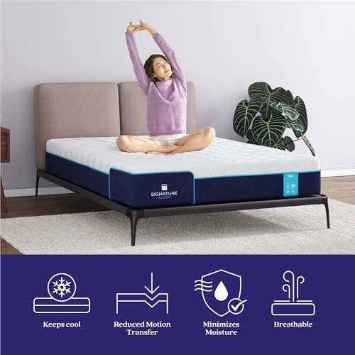 Signature Sleep Bliss 10 Inch Charcoal Cool Gel Memory Foam Mattress-in-a-Box, Medium, Certipur-US and Oeko-TEX, Full