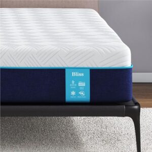 signature sleep bliss 10 inch charcoal cool gel memory foam mattress-in-a-box, medium, certipur-us and oeko-tex, full