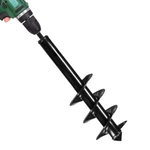 auger drill bit for planting 4x24 inches, enhanced garden auger spiral drill bit, extended length bulbs flowers planting auger for drill post hole digger for 3/8”hex drill