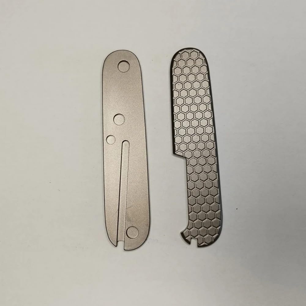 Aibote 1 Pair Titanium Alloy Handle Scales Handles Patch DIY Tool Replacement Grips Fit for 91mm Victorinox Swiss Army knife (D)