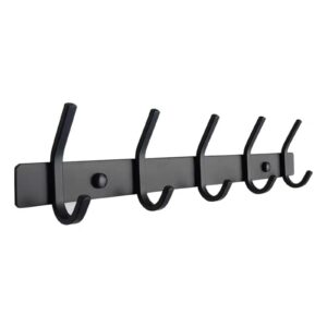 coat hooks wall mount, 5 hooks for robes, bags, keys, and towels - bathroom towel hanger organizer for bathroom, bedroom, closet room, kitchen