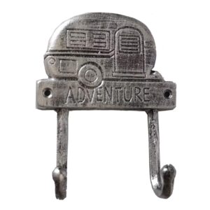 the bridge collection 6" camper with hooks - coat hanger cabin decor - cast iron camper hanger for coats - fun camper decor for kids bedroom - gift for kids and camping lovers - hanger with two hooks