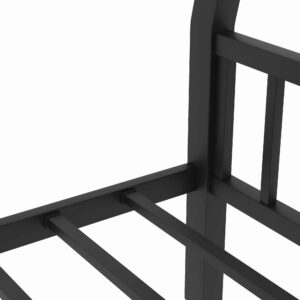 ATY Metal Full XL Over Queen Bunk Bed with Ladder and Guardrail, Sturdy Bedframe w/Slat Support, for Kids's Bedroom, Dorm, No Spring Need Required, 82.7"x 70"x 65.6" (L x W x H), Black