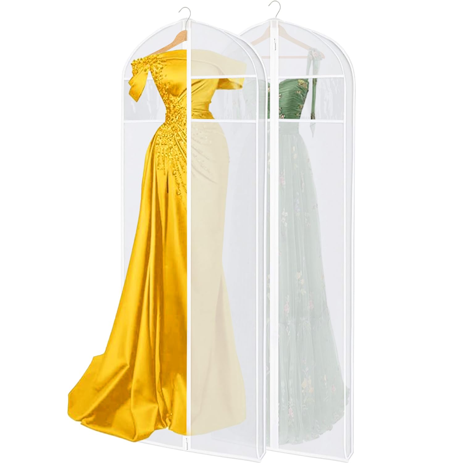 72" Dress Bags for Gowns Long, Wedding Dress Garment Bags for Hanging Clothes, Dress Bags for Closet Storage and Traveling, Foldable Dress Cover