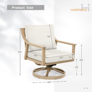 HAPPATIO Outdoor Patio Sofa Chairs Set of 2, Aluminum Patio Furniture Armchair, 4.5" Thicken Removable Cushions for Deck, Lawn, Outside (Beige)