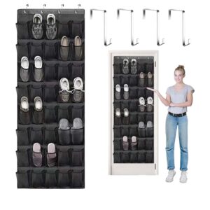 door shoe organizer with 40 large clear mesh pockets, sturdy oxford cloth hanging shoe rack, for entryway bedroom bathroom pantry shoe storage