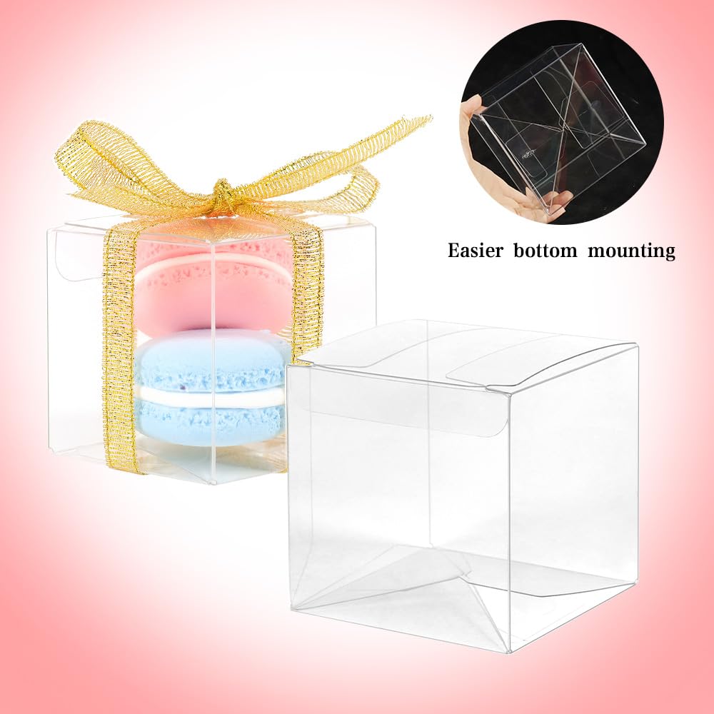 GTYOPR 36pcs 4 * 4 * 4inch PET clear gift box for gift food packaging,clear favor box, birthday party, wedding ceremony, baby gift party, macaron candy packaging box （4 * 4 * 4in）