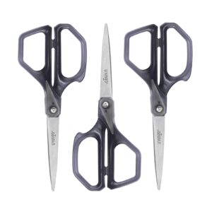 livingo scissors all purpose for office - 3 pack 8 inch sharp stainless steel heavy duty fabric paper cutting shears for crafts, sewing school home use