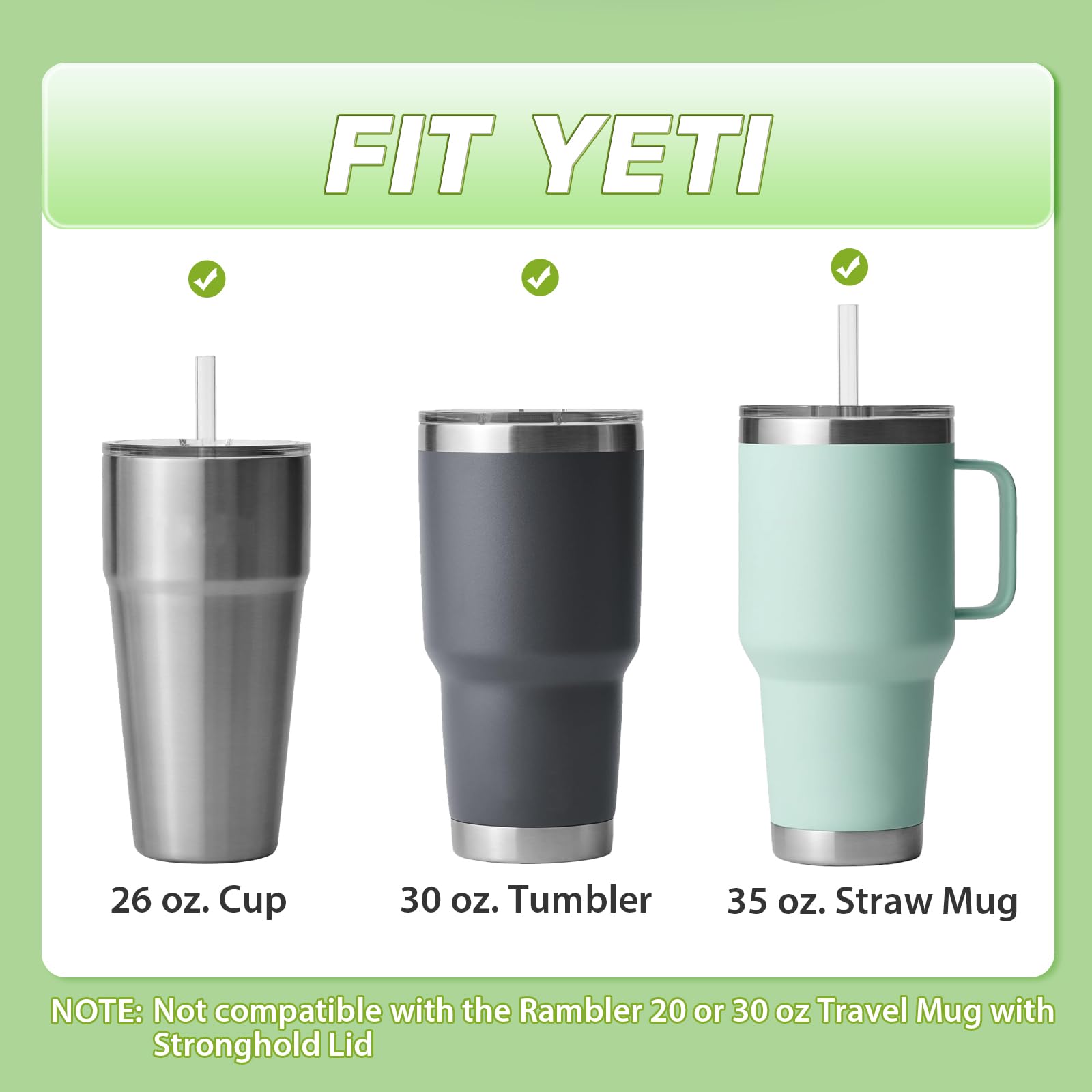 30 oz Straw Lid for YETI, 2 Pack for Rambler 26 oz Cup, 30 oz Tumbler, 35 oz Straw Mug, Spill Proof Top Cover Replacement with Brush, BPA Free and Shatter-proof