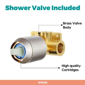 WRISIN Shower Faucet Set Brushed Nickel, Shower Valve and Trim Kit with 6 Inch Shower Head, Shower Valve Kit