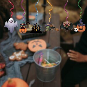 DWEARTY Happy Halloween Party Banner and 6 Hanging Decorations - Halloween Indoor Party Sign - Halloween Supplies for School, Home, and Office