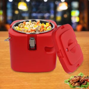 WATEBATH Insulated Soup Container Commercial Food Warmer for Hot or Cold Food, 2.5 Gallon Hot Box for Catering, Food Cooler with 4 Buckles, Handles, Soup Carrier for Restaurant, Canteen, Home, Red