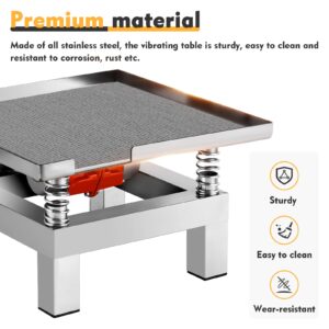 Concrete Vibration Table 13.8x13.8“ Vibrating Test Bench Model Plaster Shaker with Cloth Mat, Stainless Steel Vibrating Table for Concrete Molds Resin 110V