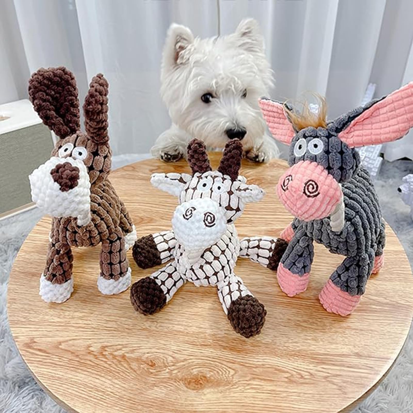 Petsboro Bitebuddy, Shirem Bitebuddy, Dog Toys, Cute Donkey Chew Toy, Plush Dog Toy, Squeaky Dog Toys, Interactive Dog Stuffed Animal Chew Toys for Small Medium Large Dogs 3PCS