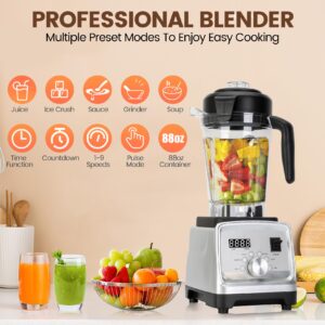 Chaoos Blender, Blenders for Kitchen with 88Oz Large Capacity, Max.2200W/1800W Powerful Blender with 5 Preset Function, BPA-Free Professional Countertop Blender for Smoothies, Ice Crush, Frozen Drinks