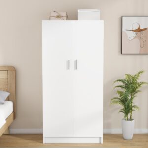 panana 2 door bedroom wardrobe closet bedroom armoires home furniture for storage (white)