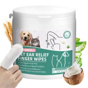 antondoll dog ear cleaner finger wipes - grooming kit care for dogs and cats regular soothing odor control reduce dirt wax build up pet supplies easy to use fresh coconut scent 100 pcs