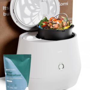 Lomi 1.3 – 3L, Electric Composter (45 Cycles), World’s First Smart Waste That Turns Waste into Natural Fertilizer with a Single Button, Indoor Compost - Kitchen Food Recycler (White, Lomi 1.3)