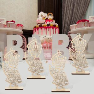 Briwooody 18 Pcs Guardian Angel Wings Girl Wooden Baptism Centerpiece for Table Wood with Stand Angel Laser Cutout Religious Baptism Favor for Baby Shower Wedding Party Decoration Centerpiece Christen